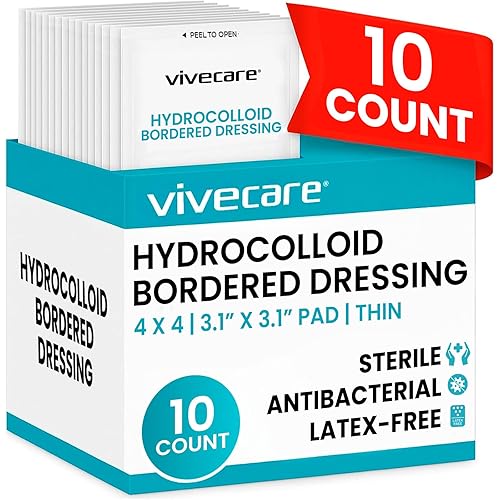 ViveCare Hydrocolloid Dressing 4x4 (10 Pack) - Large Sterile ...