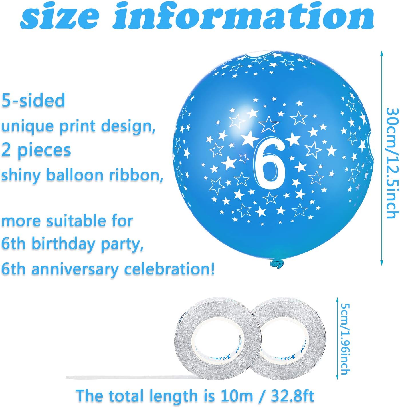 6th Birthday Balloons Sets, Includes 30 Pieces 12 Inches Anniversary ...