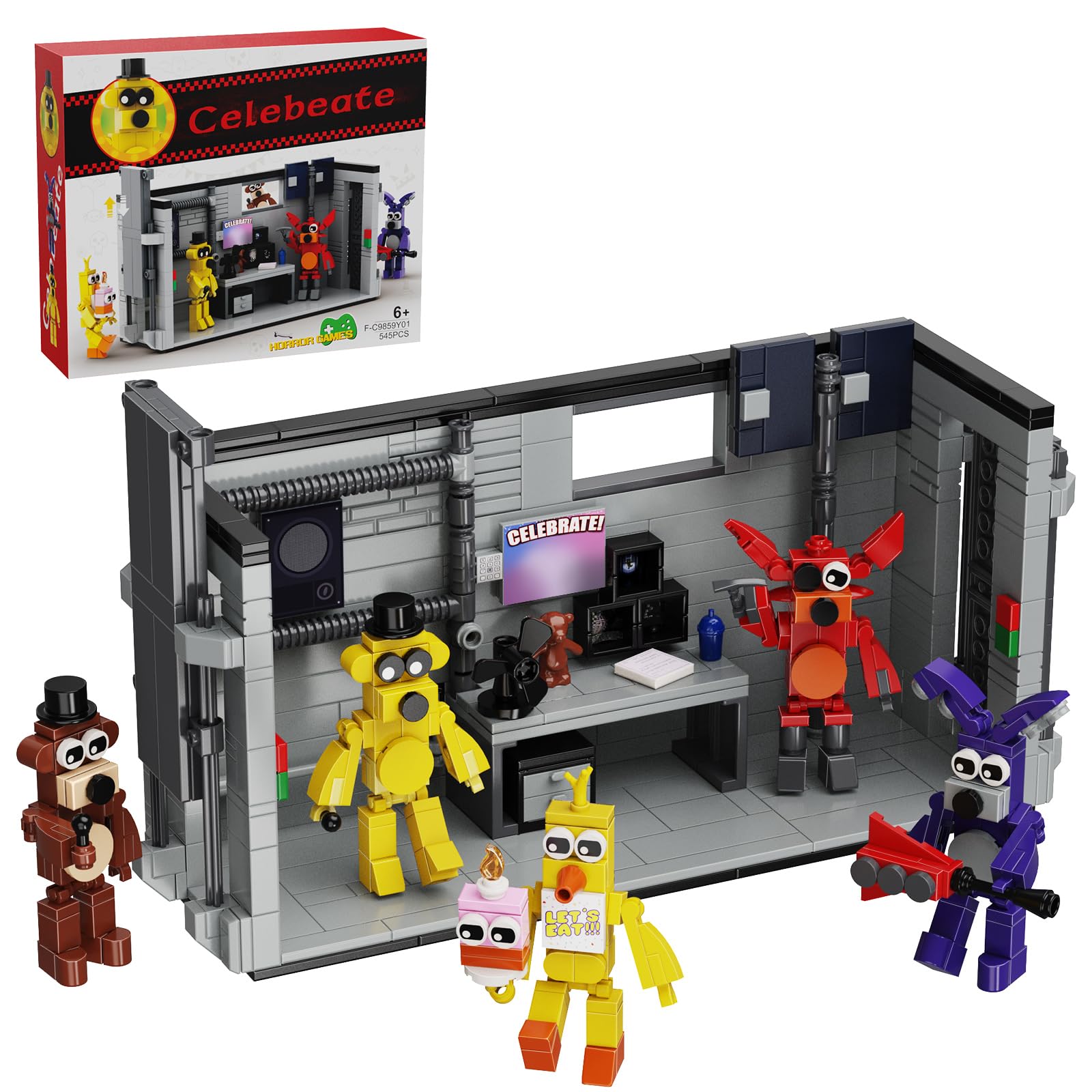 Five Nights Security Room Building Set,Fazbear Fredy Monster Action ...
