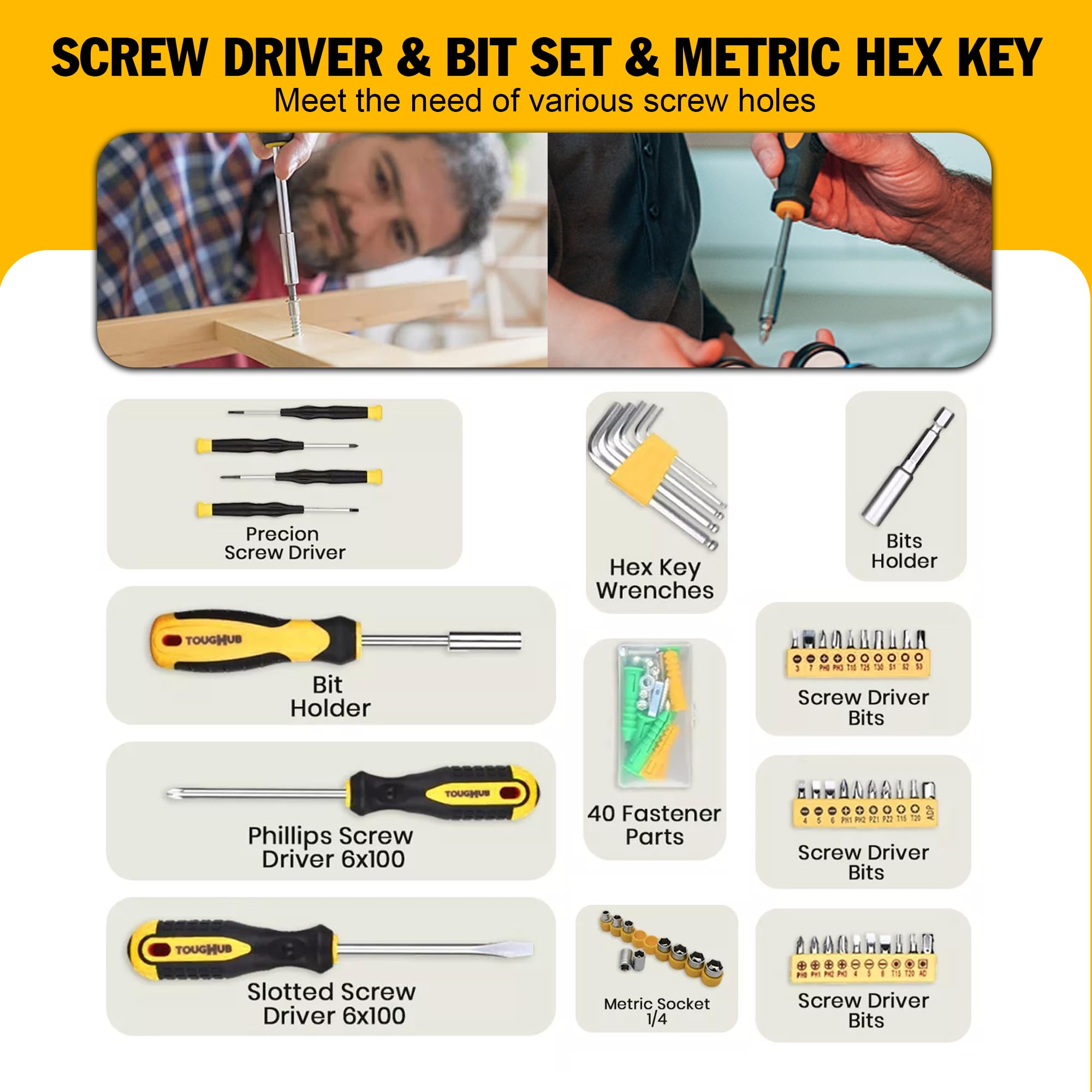 Mua ToughHub 134-Piece Tool Kit – Home & Car DIY Hand Tools Set with ...