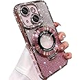 Amazon.com: Changjia Magnetic Kickstand Glitter Case for iPhone 15 Plus,[Compatible with Magsafe ...