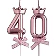 Amazon.com: AOOLADA 40th Birthday Candles, Rose Gold 40 Year Old Number ...