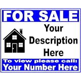 PROPERTY HOUSE FOR SALE SIGN BOARDS PERSONALISED X 2: Amazon.co.uk ...