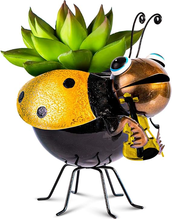 Amazon.com : Metal Ladybug Flower Planter - Rustic Vintage Whimsical ...