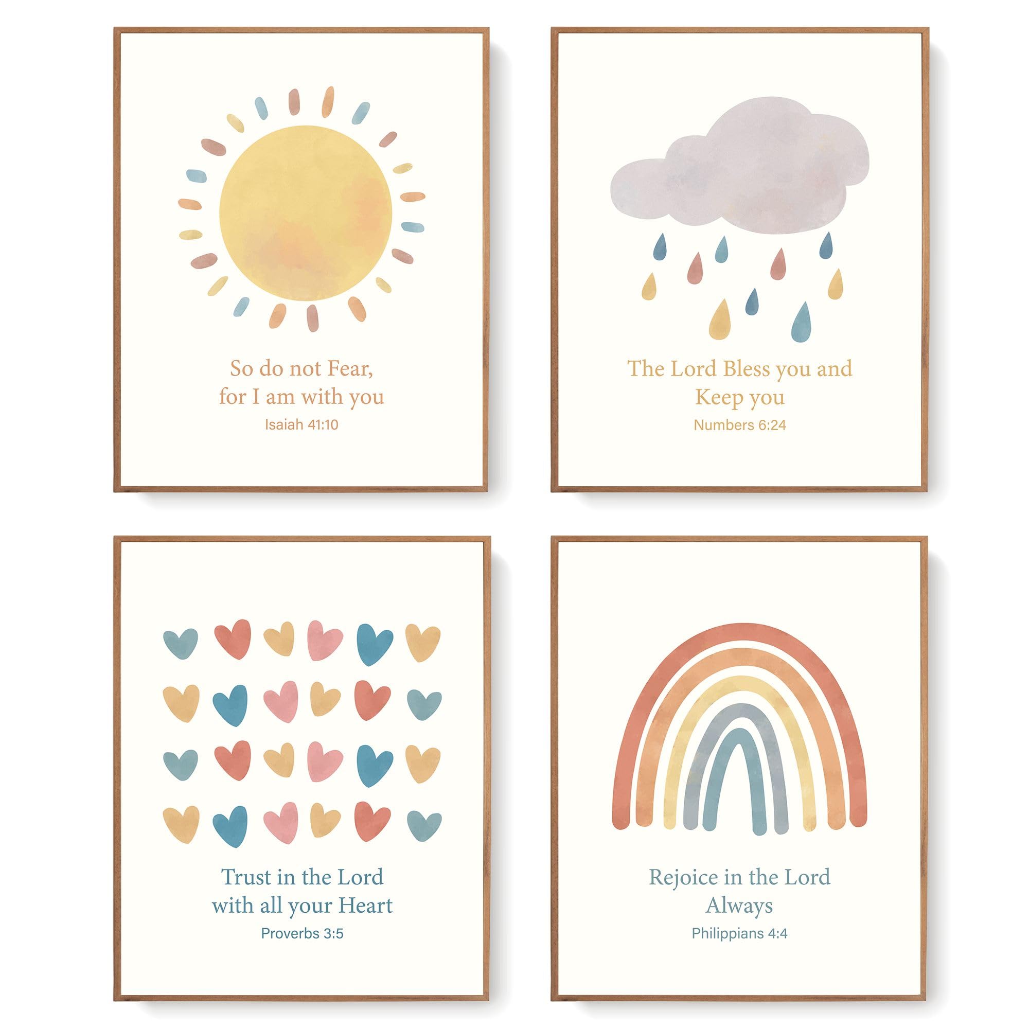 LARTSFRO Boho Sun Rainbow Cloud Christian Nursery Wall Art Prints Set ...