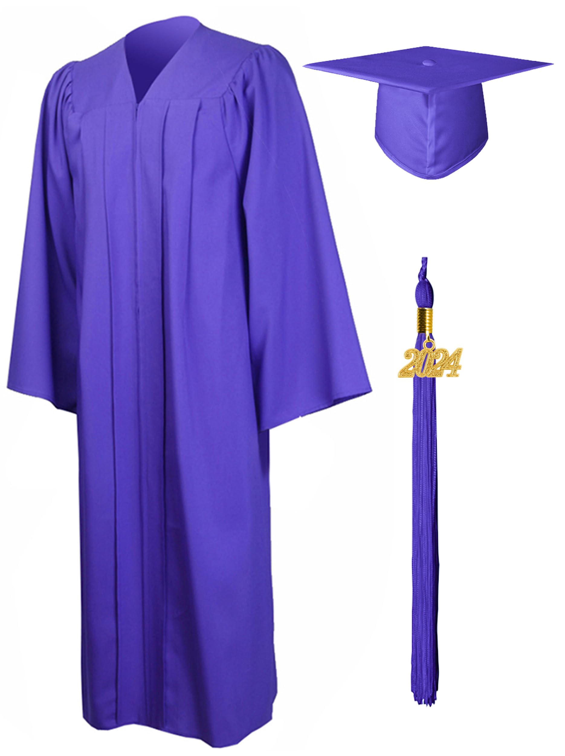 GraduationMall Matte Graduation Gown Cap Tassel Set 2024 for High ...