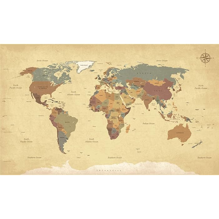Buy World Wall Map, Printed On Self-adhesive Vinyl, Multiple Sizes ...