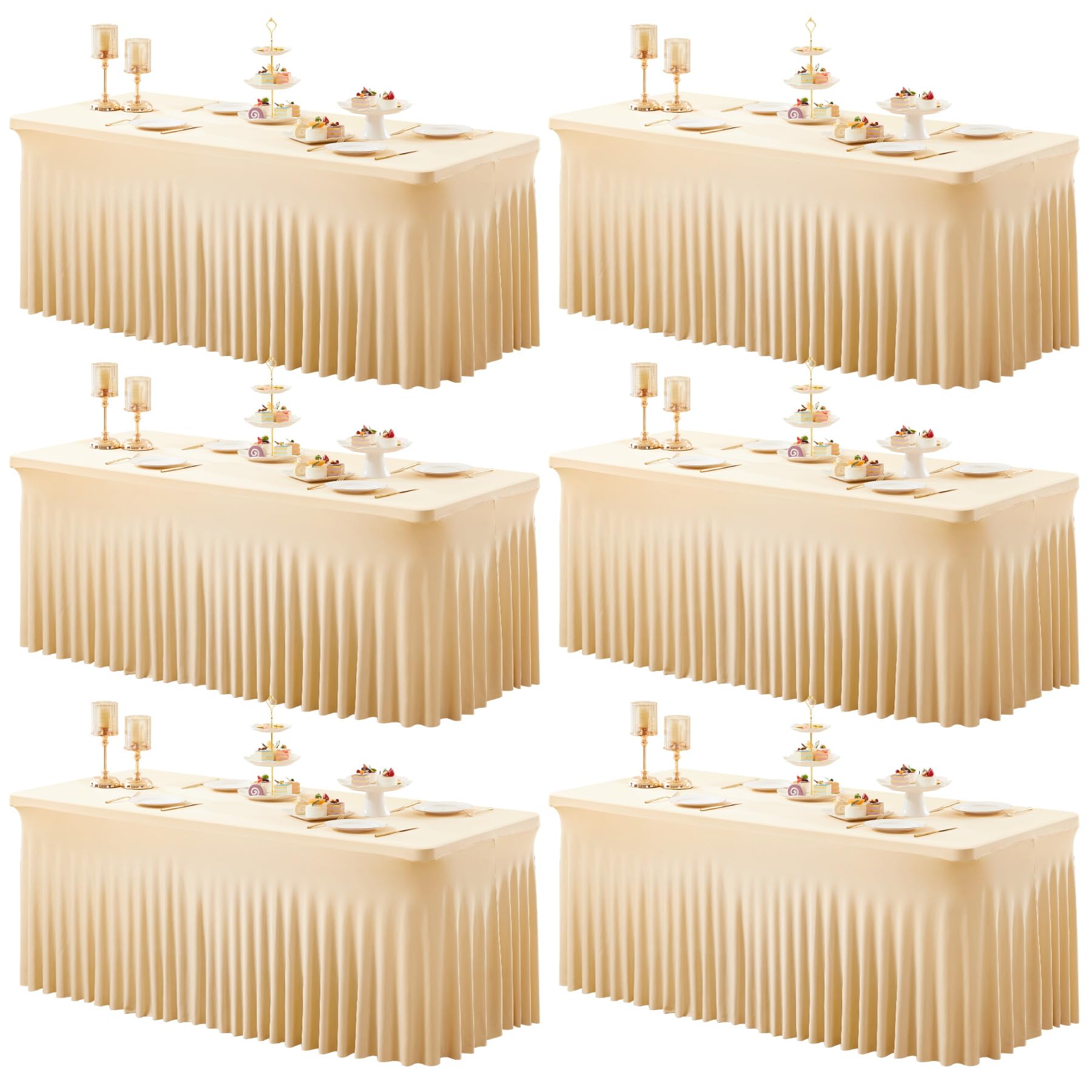 6 Packs Champagne Table Clothes for 8 Foot Rectangle Tables, One-Piece ...