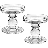 Amazon.com: CYS EXCEL Glass Candle Holders for 4" Pillar or 3/4" Taper Candle. Candle Holder ...