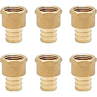 SUNGATOR PEX 3/4" x 1/2" NPT Female Threaded Adapter Crimp Fitting (6-Pack), No Lead Brass ...