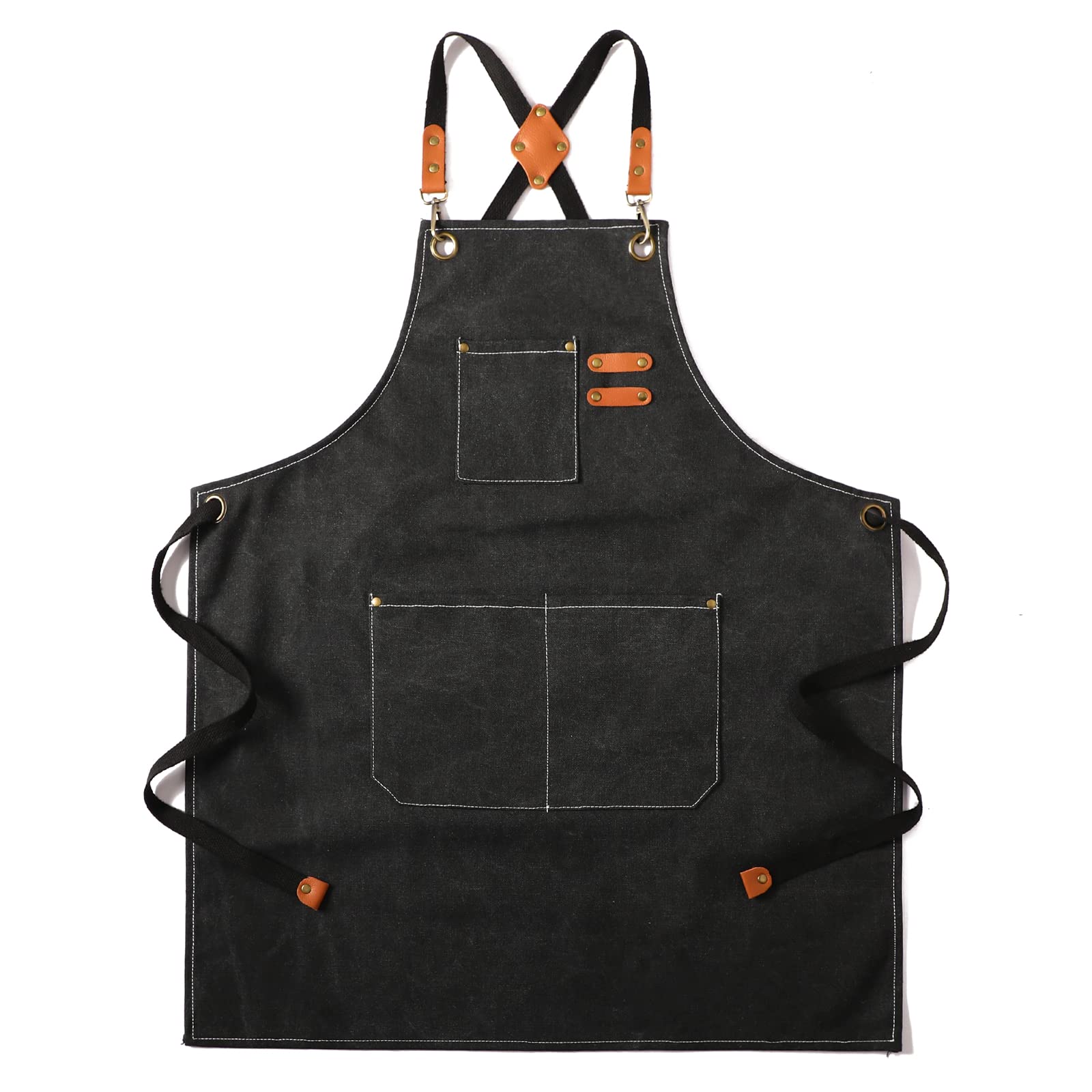 Tosewever Canvas Cross Back Chef Apron for Men Women with Adjustable ...