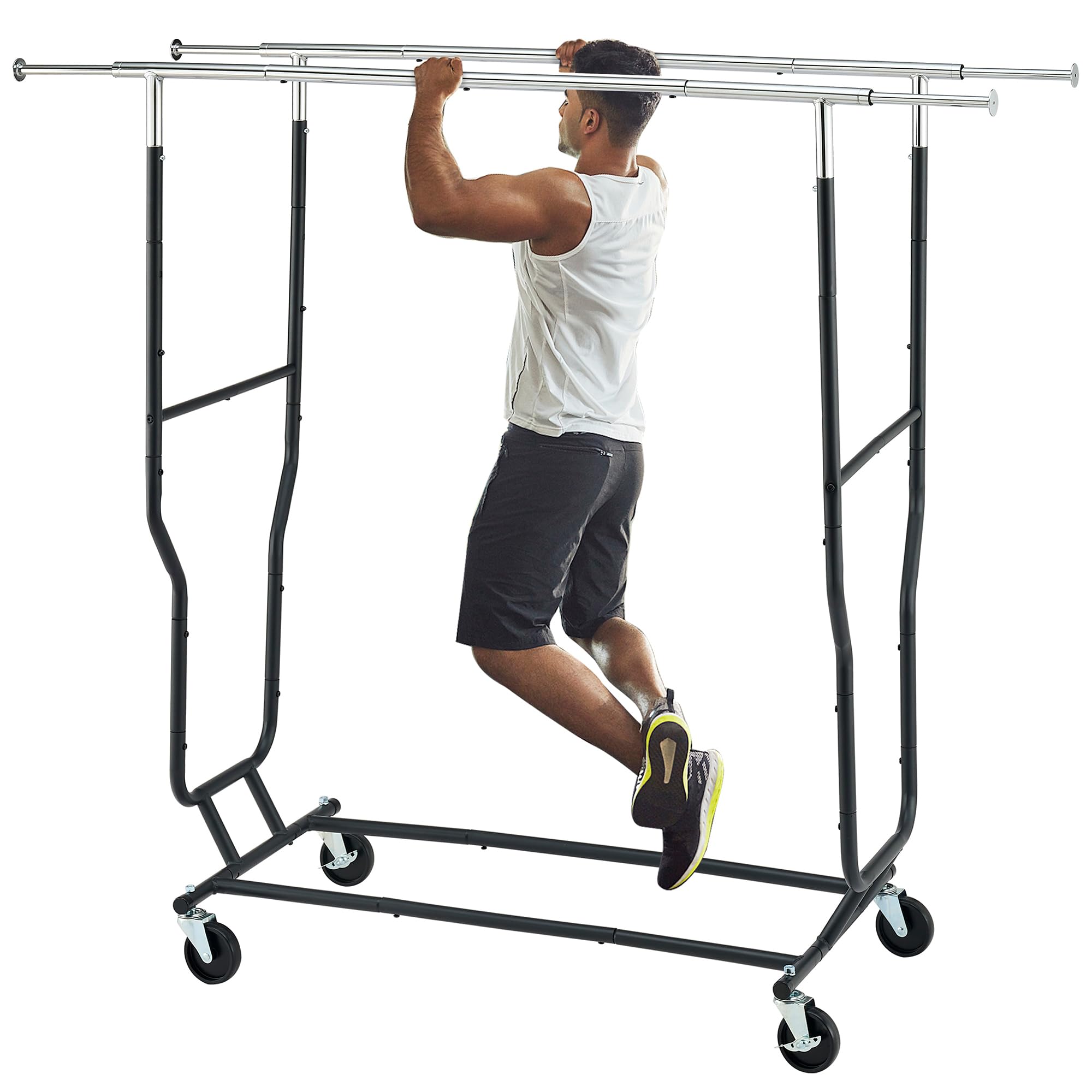 Tajsoon Clothes Rack Heavy Duty Rolling Garment Rack with Wheels and ...