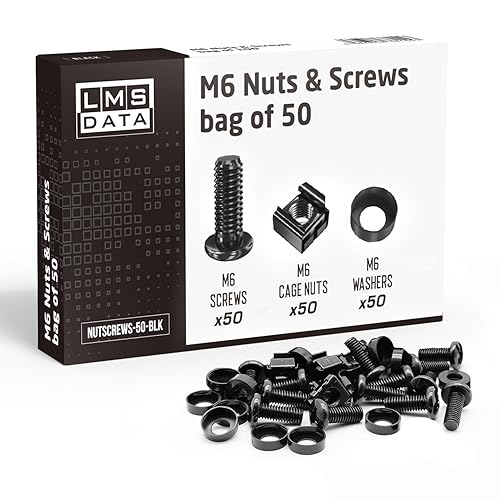 50 Pack of Black M6 Cage Nuts & Screws for Rack Mount Equipment Server ...