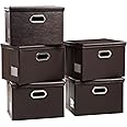 Amazon.com - PRANDOM Foldable Storage Bins with Lids [5-Pack] Leather ...