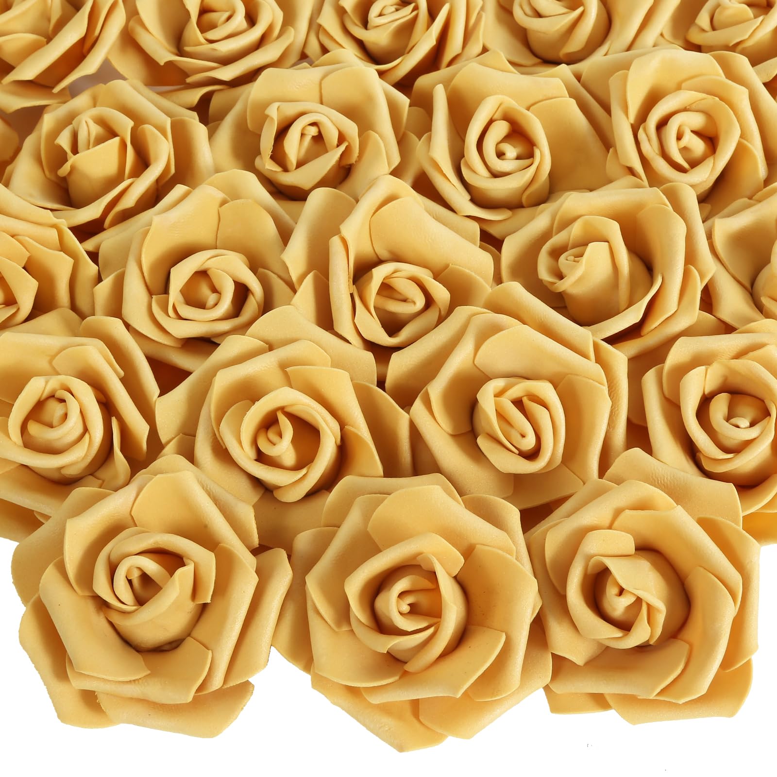INSUNSIX 100 PCS Foam Flower Bulk Gold Rose Artificial Flowers Foam ...