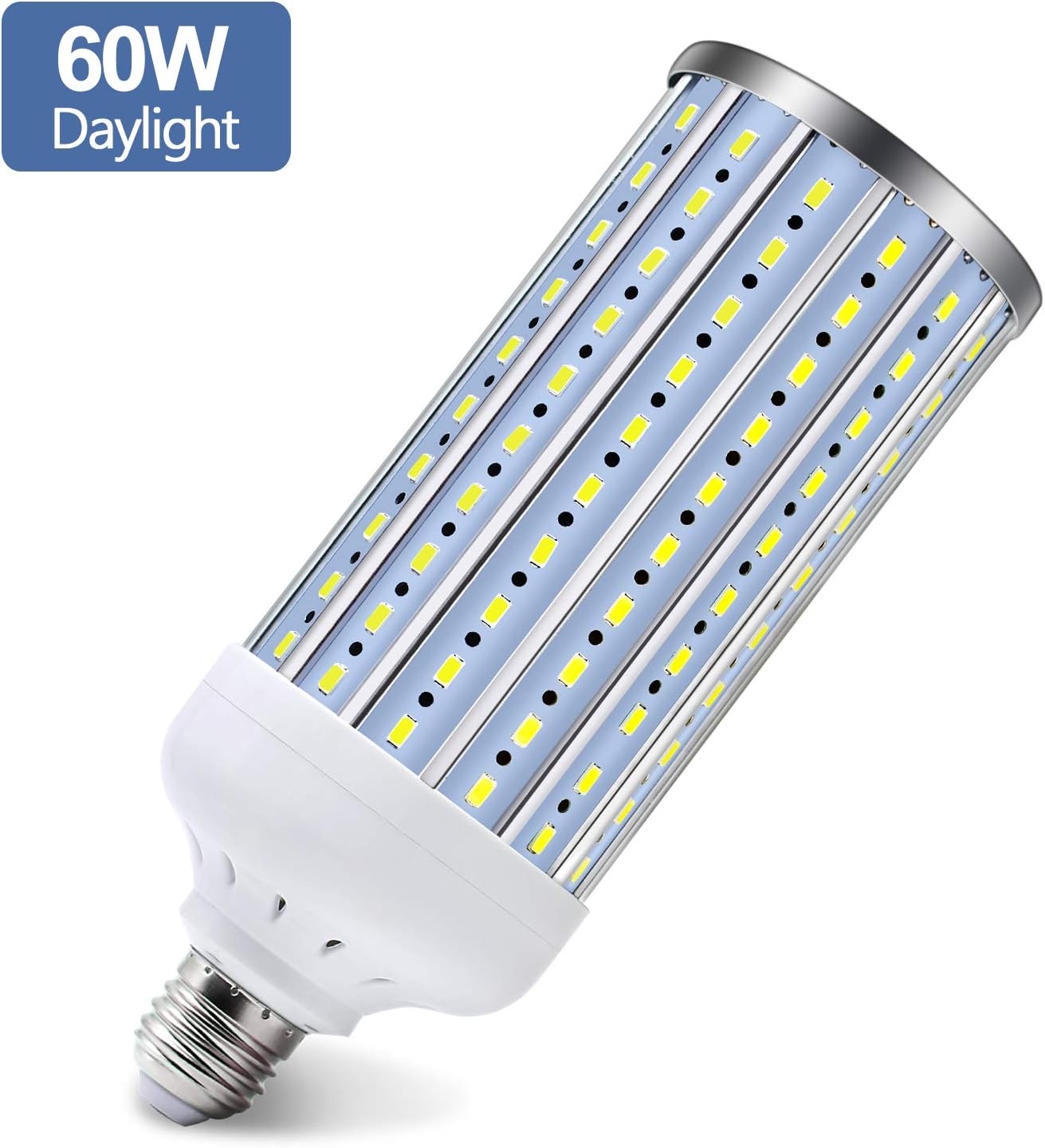 Super Bright 60W (500W Equivalent 5500Lumen) LED Corn Light Bulb, E26/E27 Medium Base, 6500K ...