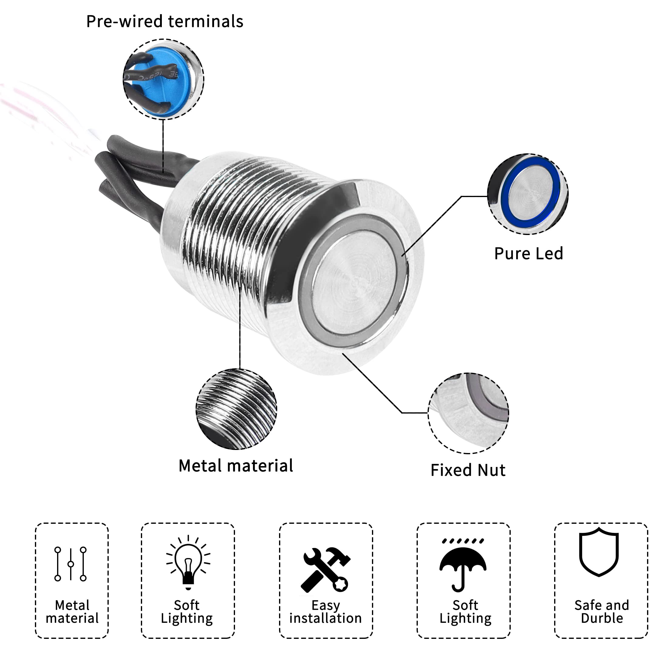 Mua YACSEJAO 16mm Chassis Metal Button Desktop Computer Host Switch ...