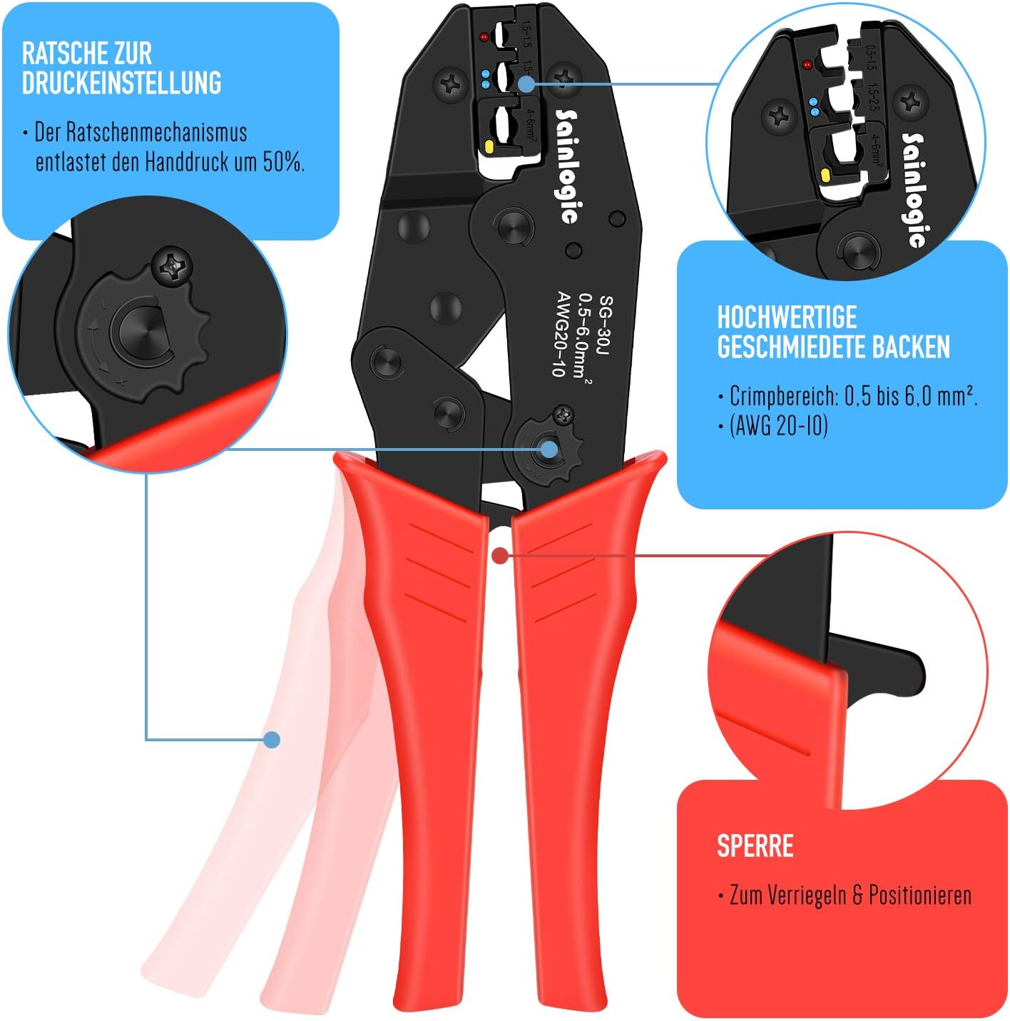 Sainlogic Big Crimping Pliers Set with 700 Pieces Electrical Connectors ...