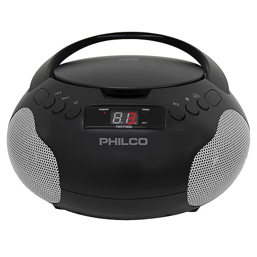 Philco Portable CD Player Boombox with Speakers and AM FM Radio | Black ...