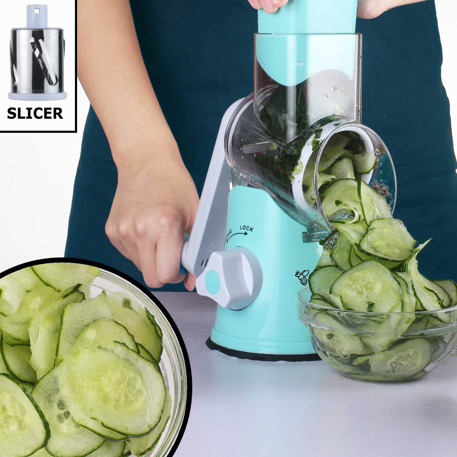 Loyalmaster Rotary Cheese Grater Hand Crank Vegetable Slicer