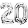 Amazon.com: Silver 20 Number Balloons, 40 Inch Giant Number 20 Balloons ...