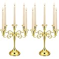 Amazon.com: Sieral 2 Pcs Wedding Candle Metal Candelabra 5 Arms 10.6 Inch Tall Gold Candle ...