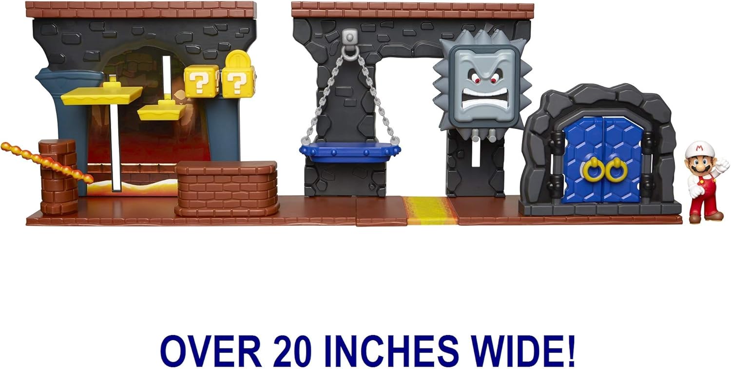 SUPER MARIO Dungeon Deluxe Play Set with 2.5” Fire Mario Action Figure ...