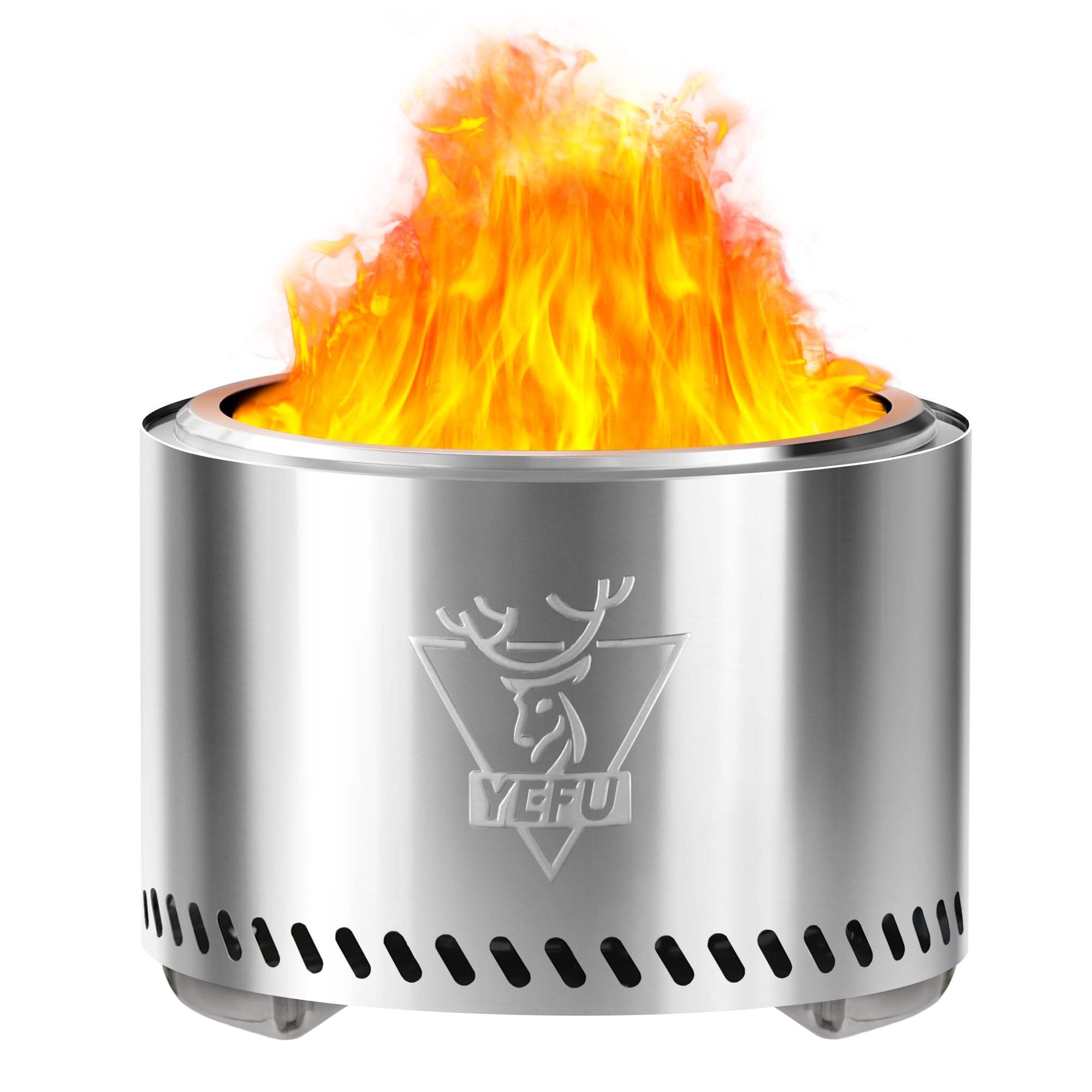 YEFU Fire Pit with Removable Ash-Pan: Smokeless Firepit 304 Stainless ...