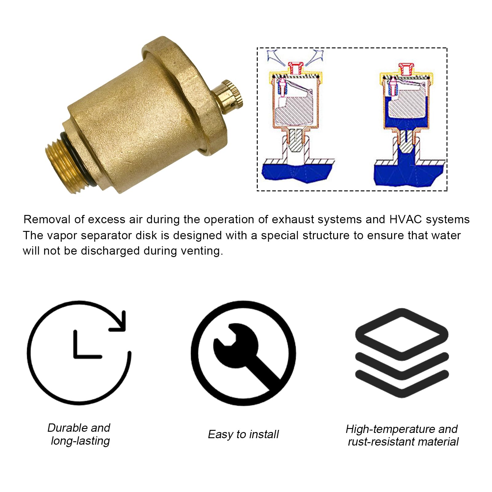 KVAEY Brass Automatic Float Valve, 1/2" Male NPT Thread Brass Air ...