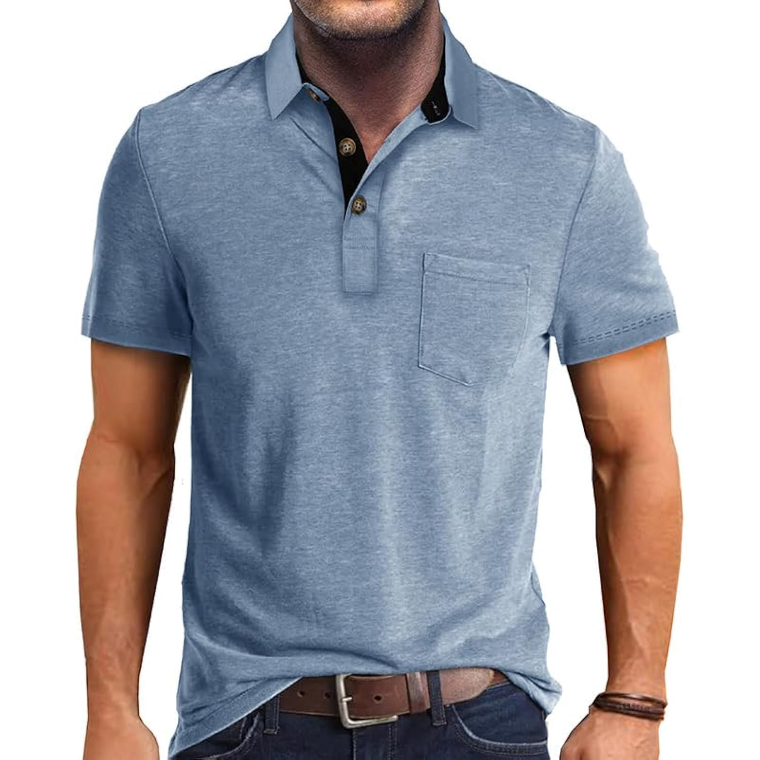Men’s Athletic Short Sleeve Polo Shirts Casual Moisture Wicking Golf Shirts Buttons Collared ...