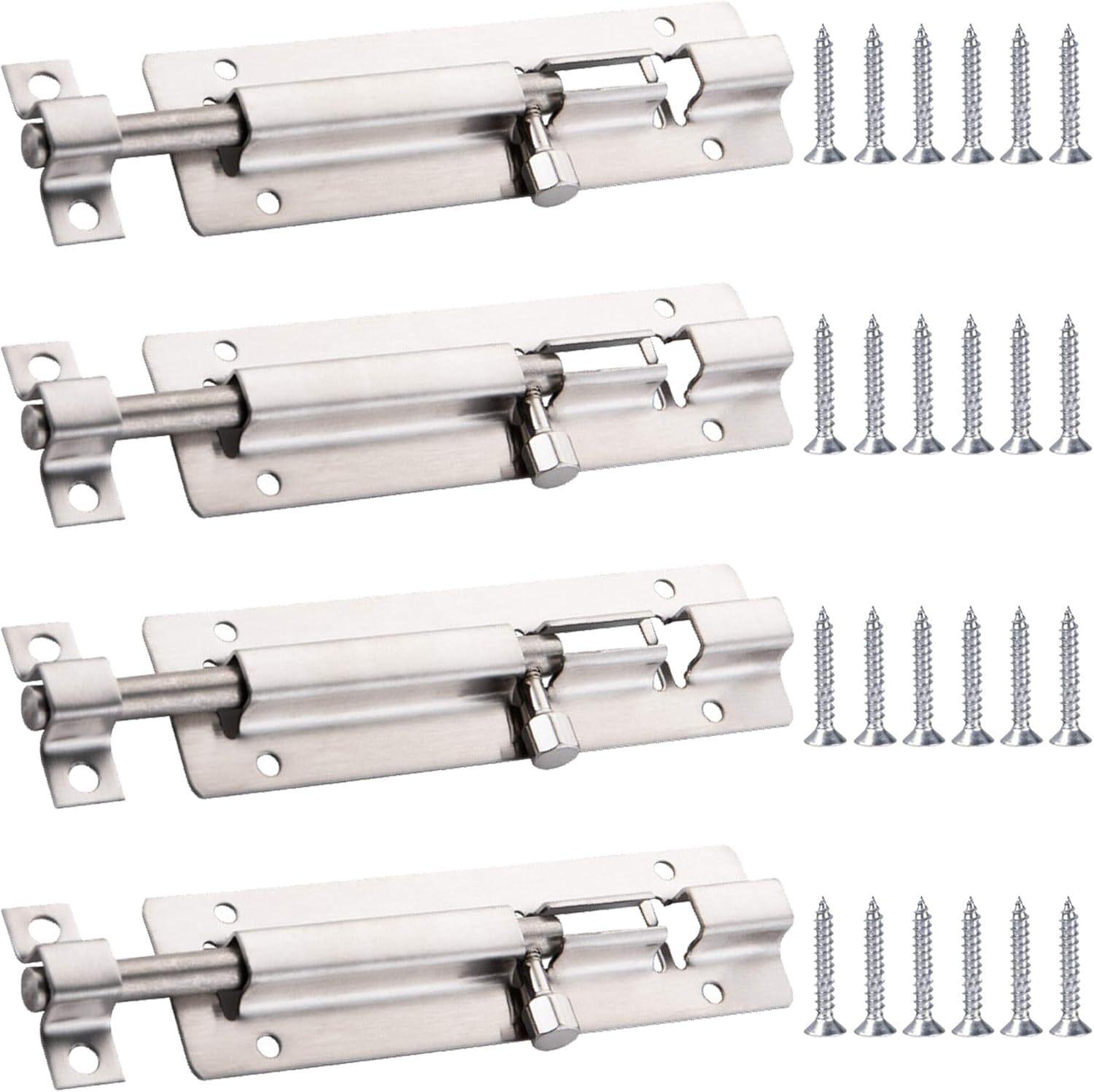4 inch Door Bolts, 4 Pieces Stainless Steel Latch Sliding Door Lock ...