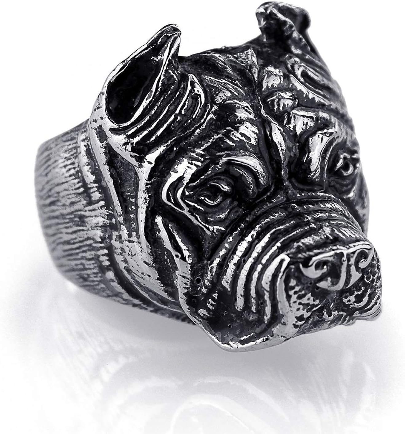 Bulldog Ring for Men, Viking Pitbull Ring, Gothic Bulldog Pug Dog Head ...