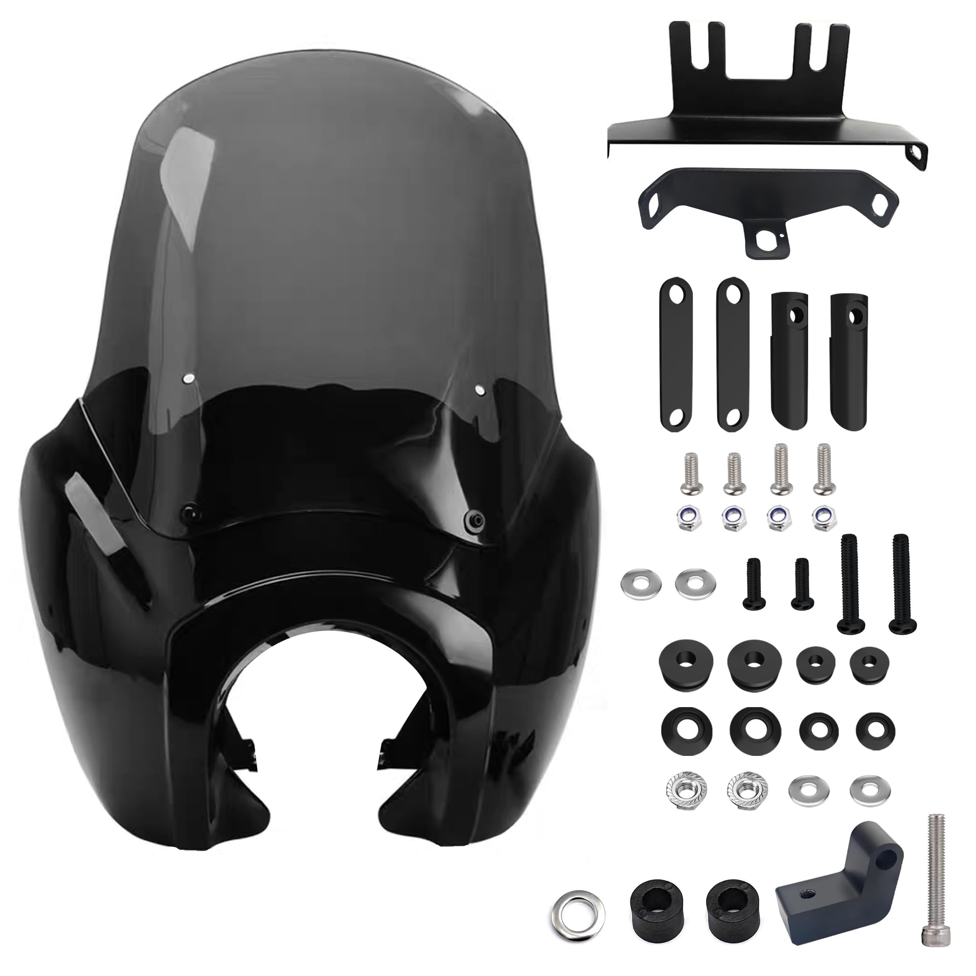 FATECIM 5.75" Headlight Fairing with 15" Smoke Windshield & Mounting ...