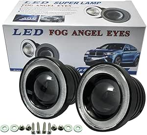Amazon.com: Kqiang 2.5" Car COB LED Fog Light with Halo Ring Projector White Angel Eye Halo Ring ...