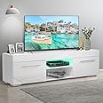 Amazon.com: HOMMPA LED TV Stand for 59 inch TVs White LED Entertainment ...