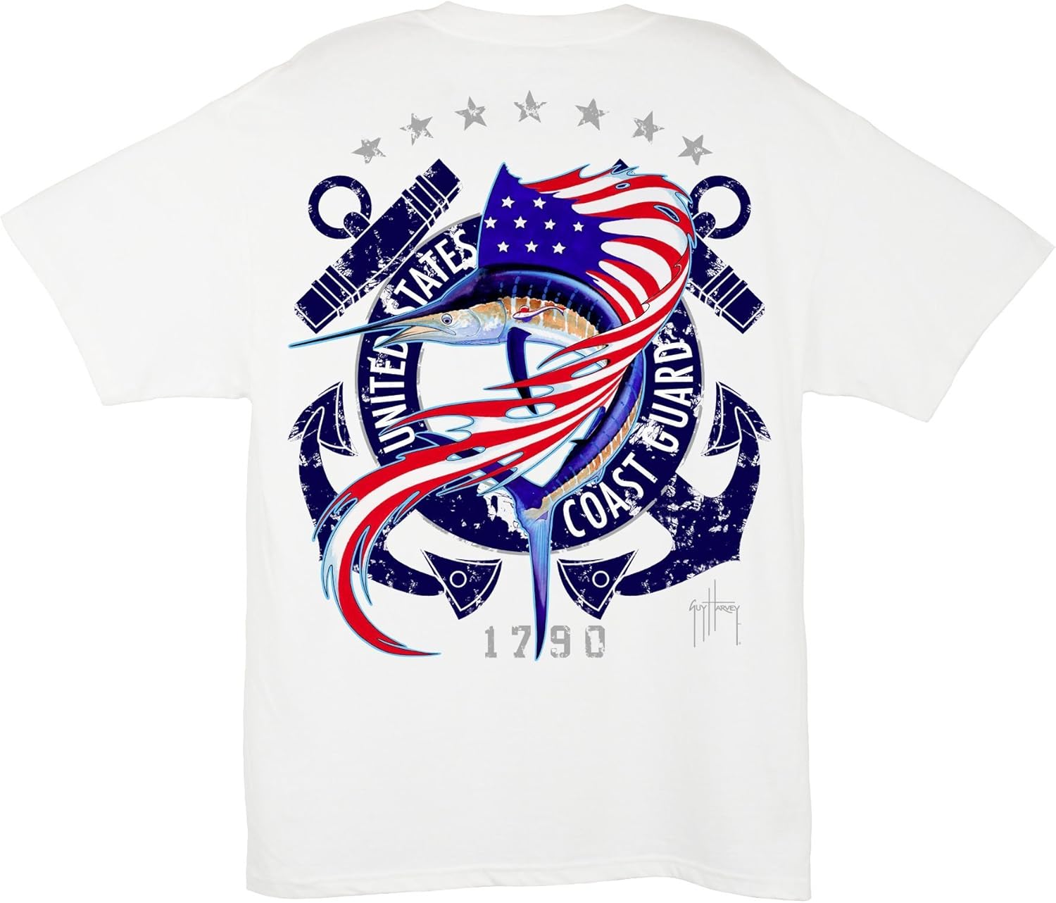 Amazon.com: Guy Harvey United States Coast Guard T-Shirt - White ...