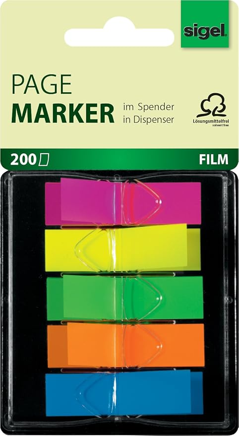 Sigel HN489 Index Page Marker, Film, strip-size:12x45 mm, 200 strips, 5 ...