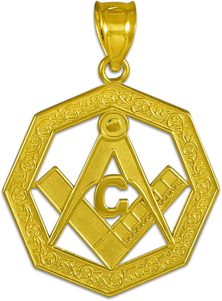 14k Yellow Gold Freemason Octagonal Masonic Bail Pendant | Amazon.com