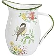 Amazon.com: Enamel Pitcher with Wide Handle and Green Rim Rustic ...