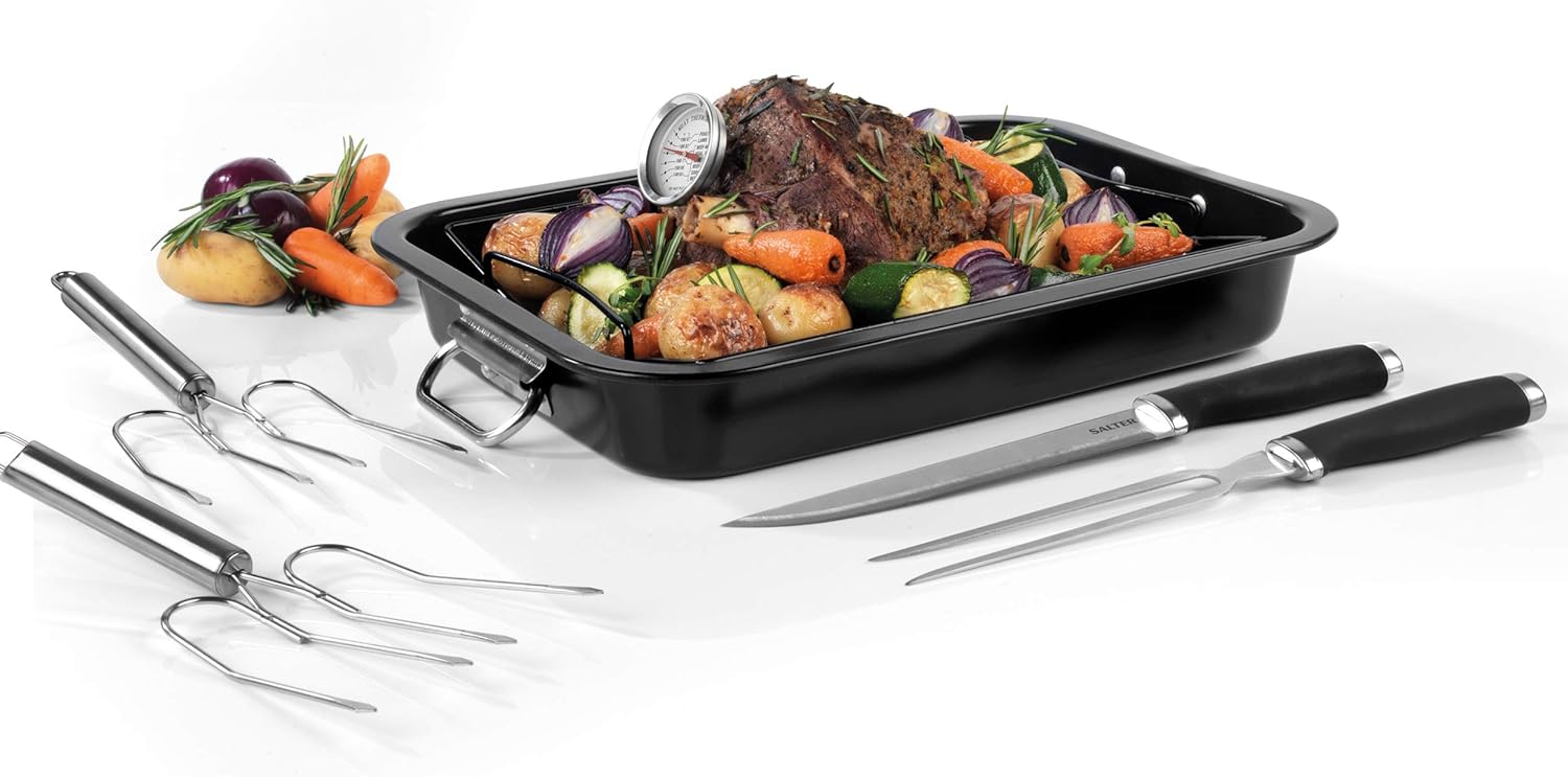 Salter BW07248 Set with Roaster, Rack, Thermometer, Carving Knife and ...