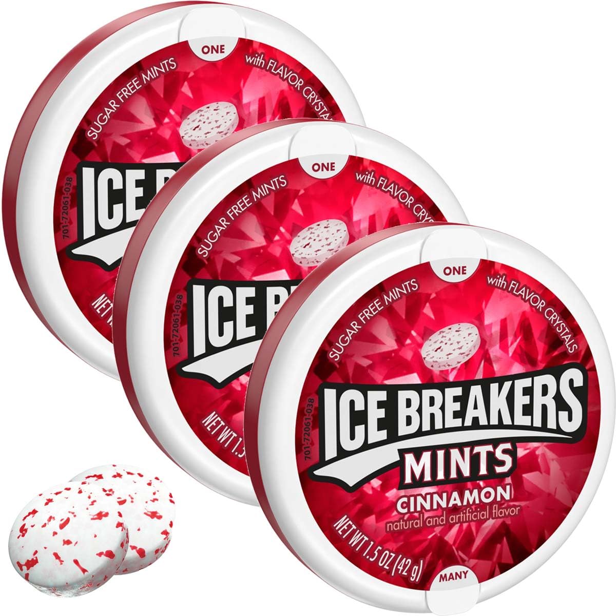 The Hampton Candy Company Cinnamon Ice Breakers Mints Tin, 3 Pack (1.5 ...