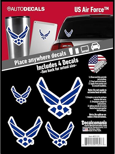 Amazon.com: Officially Licensed US Air Force Decals - 4 Piece Air Force ...