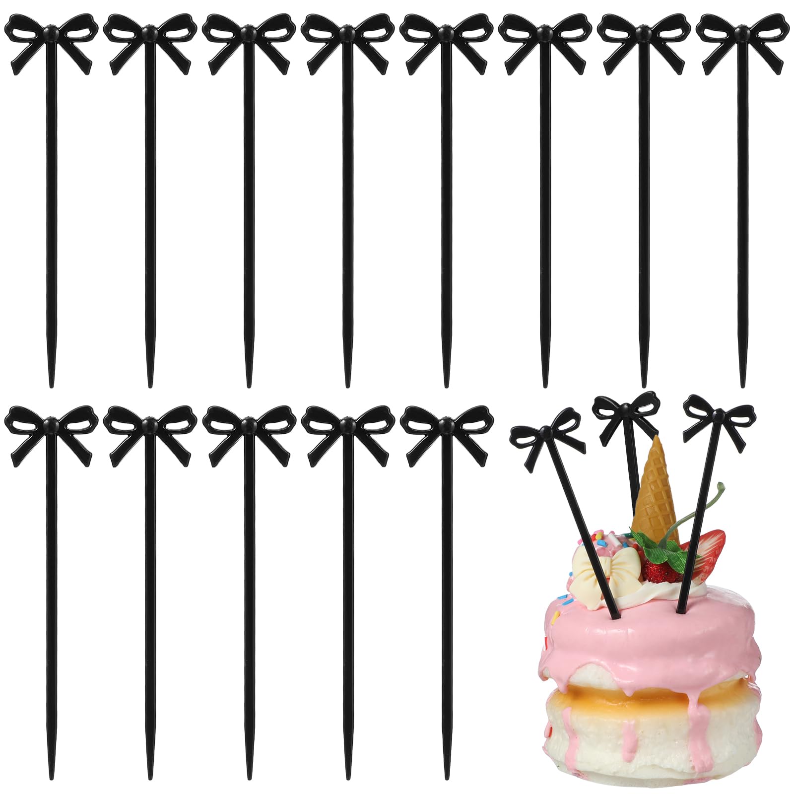 Abaodam 60 Pcs Fruit Fork Drink Picks Cake Decorating Kids Drinks Bow ...