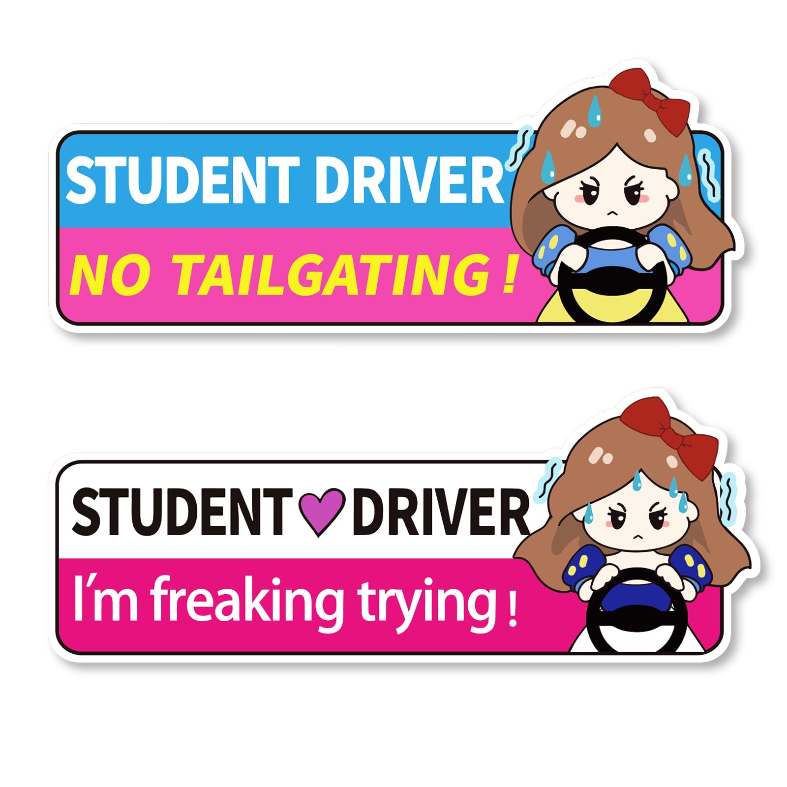 Student Driver Magnet, Funny Car Magnets Girly 2-Pack Reflective ...