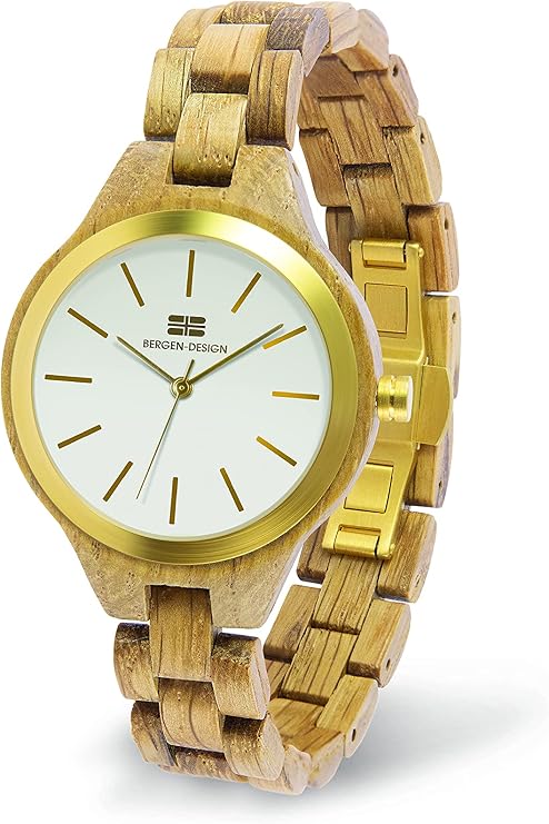 Bergen Design Holzuhr Oakwood - Armbanduhr aus Holz für Damen, Frauen ...