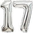 Amazon.com: 17 Number Balloons Silver 17 or 71 Balloons Number 40 Inch ...