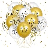 Amazon.com: SHUNTAI 75th Birthday Balloons Black and Gold 75th Birthday ...