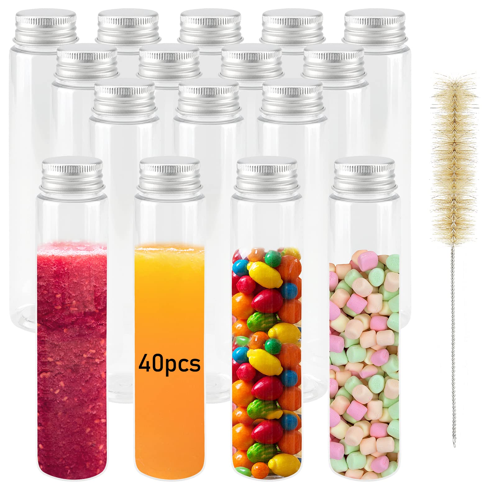 ZEONHEI 40 PCS 110ml Clear Plastic Test Tubes with Screw Caps, 140 x ...