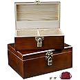Amazon.com: Wooden Storage Box Decorative Boxes with Lock and Keys Set ...