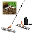 Amazon.com : 6.4FT Thatch Rake, 15-Inch Dethatcher Rake, 19 Steel Tines ...